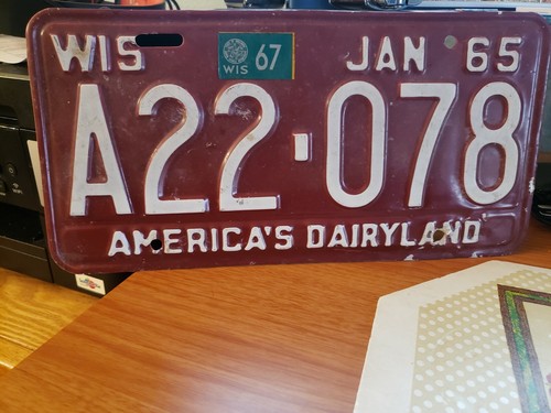 VINTAGE 1965 WIS AMERICA'S DAIRY LAND LICENSE PLATE | eBay