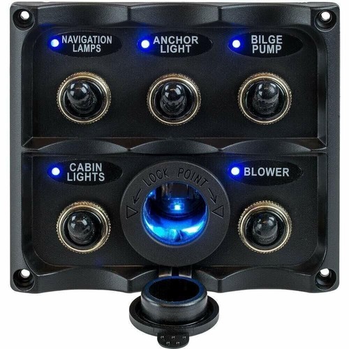 Sea-Dog Water Resistant Toggle Switch Panel w/LED Power Socket - 5 ...