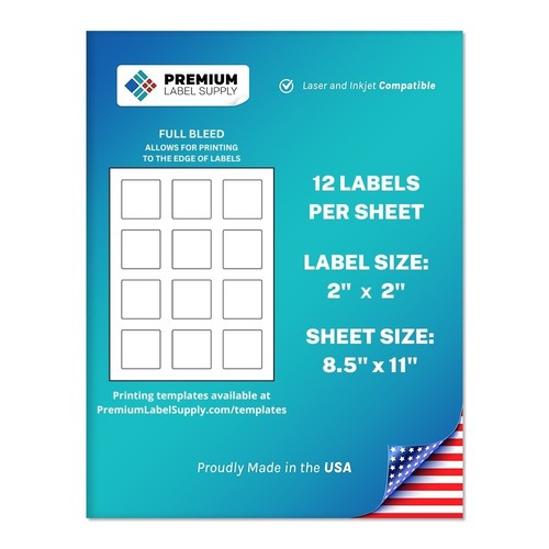 6000 Premium 2" x 2" square stickers / Labels - with bleed - 12 per ...