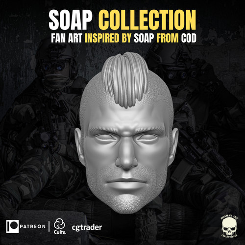 Call of Duty Soap v1 custom head for 4" 6" 7" 12" action figures | eBay