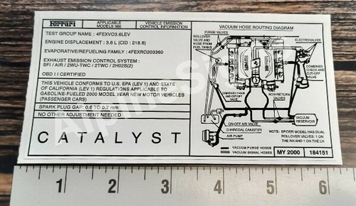 Ferrari 360 Catalyst My 2000 184151 Air Cleaner Emission Label Sticker ...