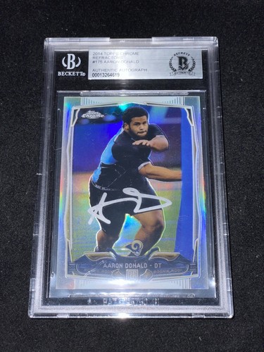 Aaron Donald Signed 2014 Topps Chrome Rookie Refractor Card BAS Beckett ...