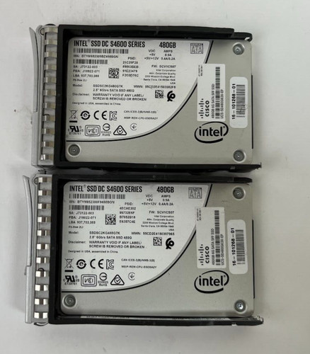 Lot Of (2) Intel S4600 Series SSDSSC2KG480G7K 480GB 2.5 SATA Solid ...