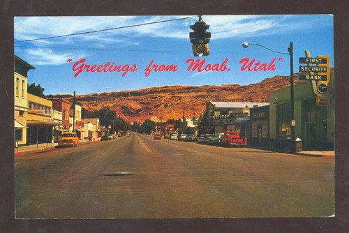 MOAB UTAH DOWNTOWN STREET SCENE OLD CARS VINTAGE POSTCARD | eBay
