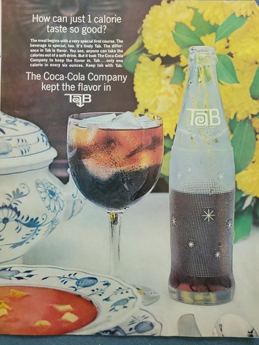 1964 Tab cola soda bottle one 1 calorie blue onion dishes vintage ad | eBay