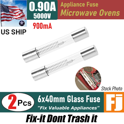 2 Pcs | 0.9A 900mA 5KV | 6x40mm High Voltage | Microwave Oven Fuse | US ...