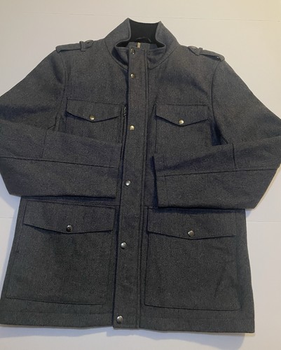 Kenneth Cole Reaction Military Cargo Style Jacket Gray Men Size M Wool ...