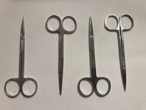 Lot of 4 Small Scissors First Aid And Crafts. Straight Blades 4 1/2 ...