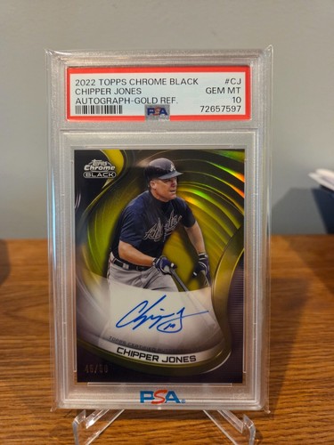 Chipper Jones auto 2022 Topps Chrome Black PSA 10 Gold Refractor ...