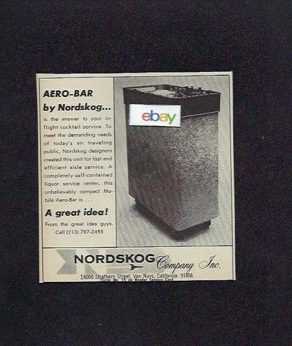 NORDSKOG COMPANY INC THE AERO BAR FLIGHT COCKTAIL SERVICE CART 1968 AD ...
