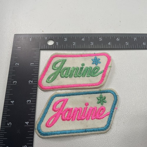 Vtg 2 Patches Lot Retro Fun Colors JANINE Name Badge Patch Lot Of 2 ...