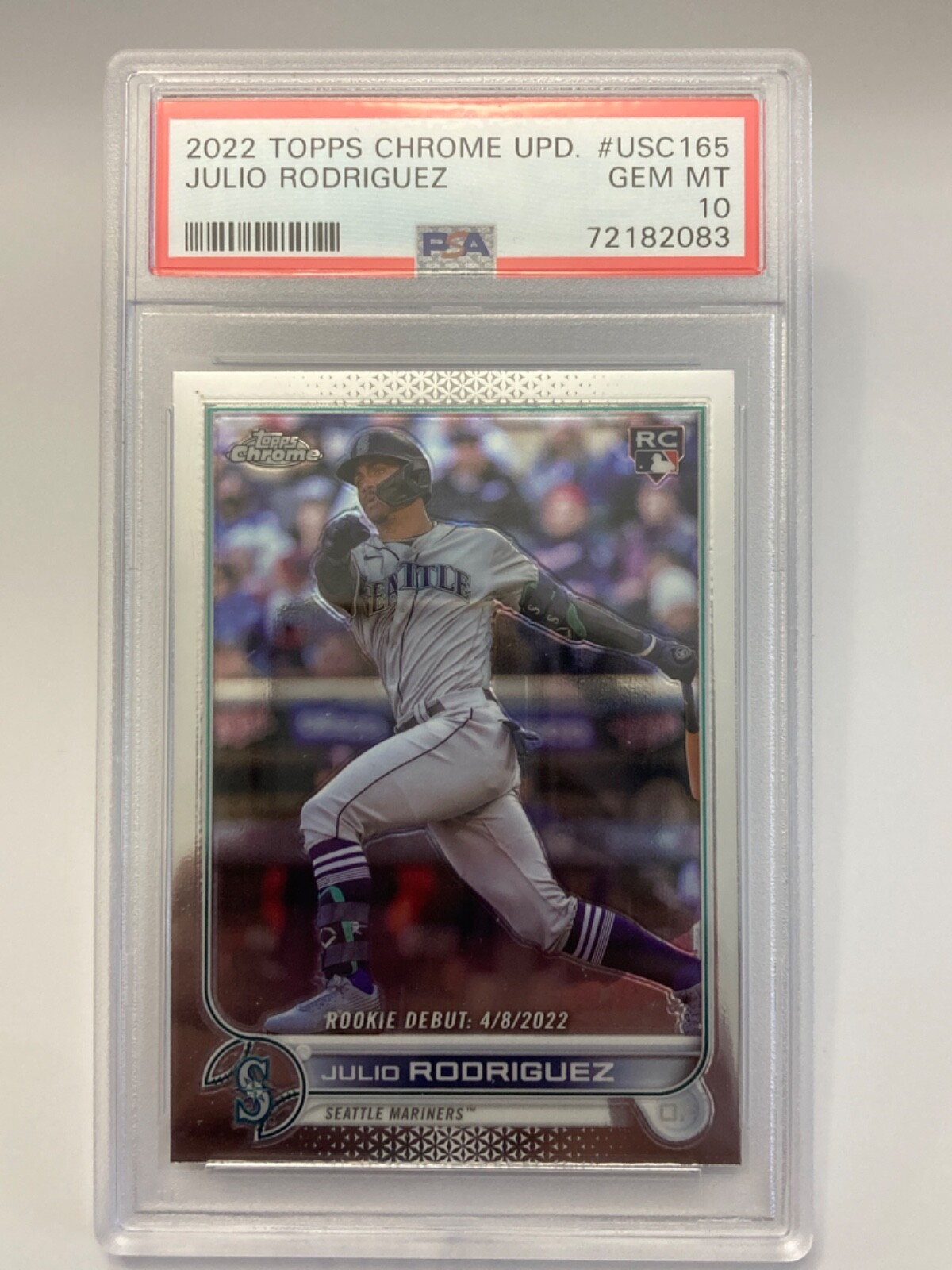 Julio Rodriguez 2022 Topps Chrome Update #USC165 Rookie Debut PSA 10 ...