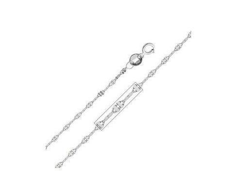 14KT White Italian Gold Twisted Mirror Chain Necklace 1.5mm Cadena Oro ...