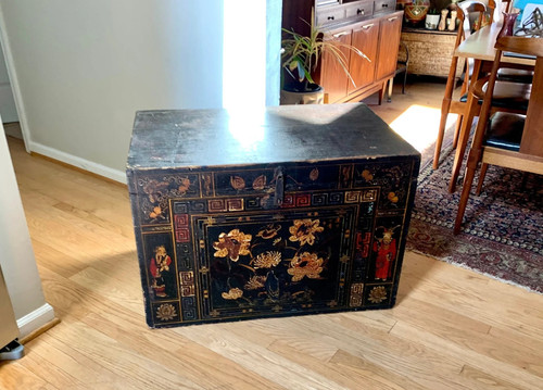 Antique Large Chinese Trunk | Large Chinese Trunk With Floral Motifs ...