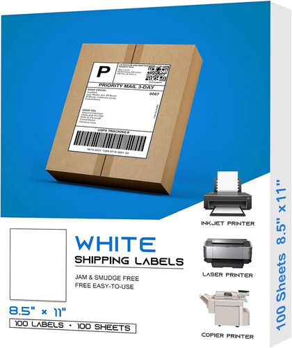 8.5" X 11" Full Sheet Label Sticker for Laser & Inkjet Printer - 1 per ...