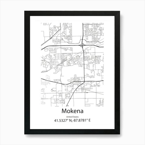 Mokena,United States Minimalist Map Framed Wall Art Poster Canvas Print ...