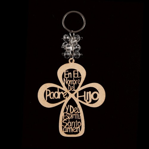 12pc In Name JHS Mi Baptism Wood KeyChain Favor Recuerdo Communion ...