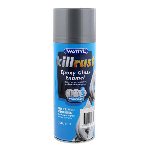 WATTYL Killrust Epoxy Gloss Enamel Spray Paint Silver Aluminium 300g ...