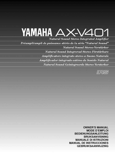 Yamaha AXV-401 Amplifier Owners Manual | eBay