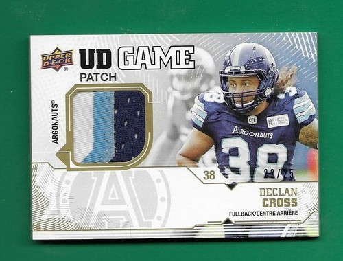 2019 Upper Deck CFL Declan Cross UD Game Patch Toronto Argonauts 22/25 ...