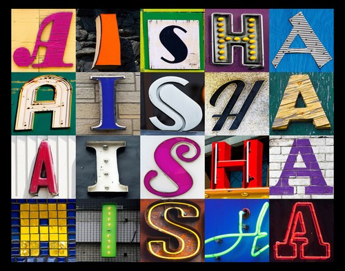 AISHA Name Poster featuring photos of actual sign letters | eBay