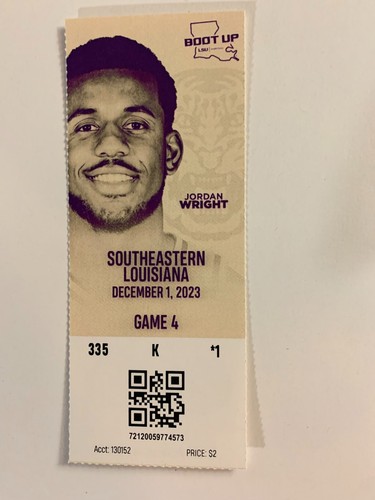LSU TIGERS vs SOUTHEASTERN LOUISIANA, DECEMBER 1,2023, TICKET STUB- | eBay
