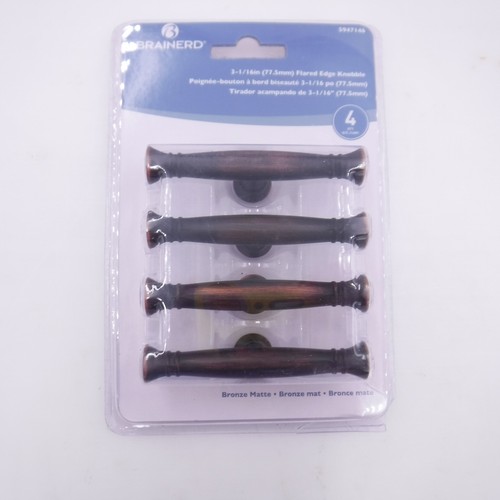 Set of 4 Brainerd 3-1/16" Flared Edge Knobble Bronze Matte P43934W-SN ...