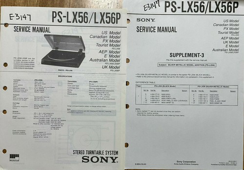 SONY PS-LX56 PS-LX56P STEREO TURNTABLE SYSTEM ORIGINAL SERVICE REPAIR ...