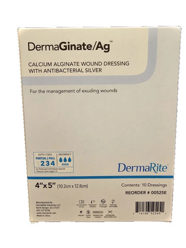 10 DermaGinate Ag Wound Dressing Antibacterial Silver 4"X5" 00525E | eBay