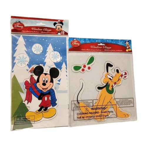 7 Inch Disney Mickey Mouse & Pluto Christmas Gel Window Cling Lot | eBay
