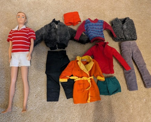 Vintage 1961 MATTEL Barbie Ken Doll 750 Flocked Hair W/Clothes Lot | eBay