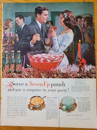 1962 Seven-Up Magazine Ad of People at a Party With 7-Up Punch Recipes ...