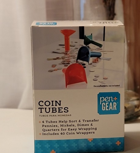 Pen + GEAR 81054 Coin Tubes Coin Sorting & Stacking Tubes + Wrappers ...