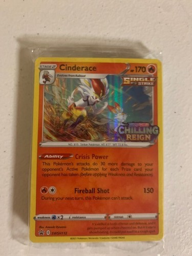 Pokemon Cinderace SWSH112 Sealed Chilling Reign Prerelease Kit Pack ...