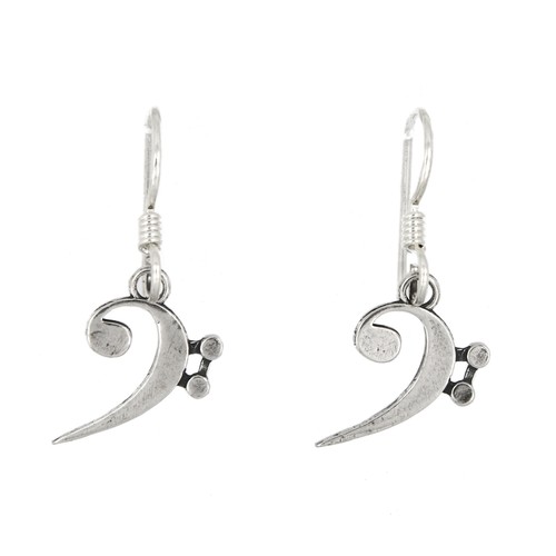 Sterling Silver Bass Clef Music Dangle Earrings | eBay