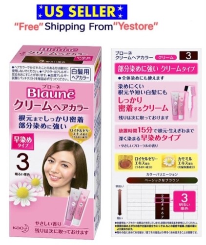 JAPAN Kao Hair Dye Color "3 Bright Maroon" Light Brown Blaune Cream ...