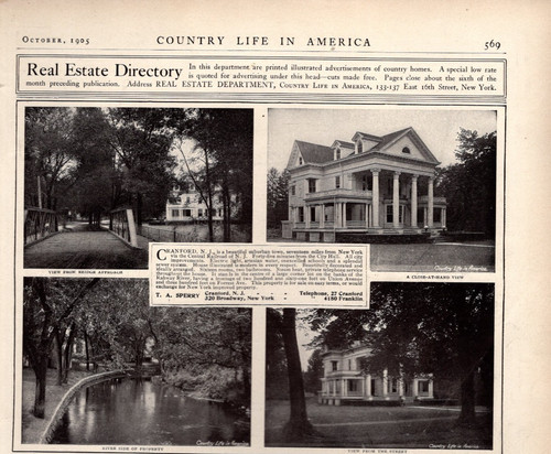1905 Cranford NJ Original print from Country Life | eBay