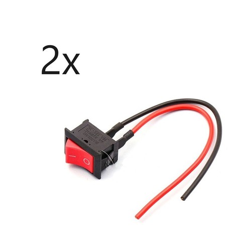 2x Red Rocker Switch ON/OFF Rectangular Push-Fit Wired Car DC 12V AC ...