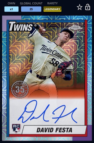 Topps 2025 1990 David Festa Orange Chrome Sig Auto Bunt Digital /25 | eBay