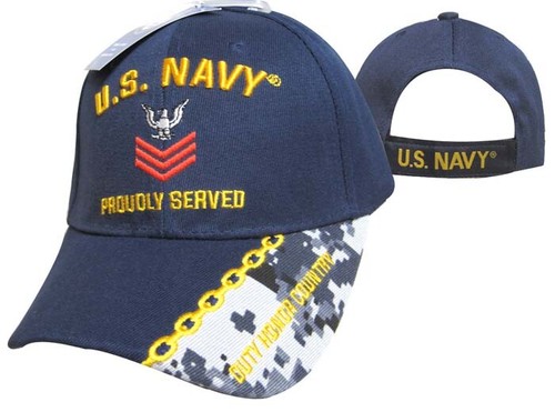 New Blue US Navy PO1 Petty Officer 1st First Class Hat Ball Cap Veteran ...