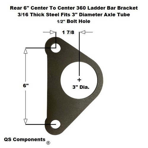 Rear 360 Ladder Bar Bracket 6" Centered Hole Spacing 1/2 Hole Fits 3 ...