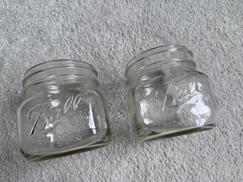 2 Ball Wide Mouth Short Pint Mason Jars Square Squat Collector's Elite ...