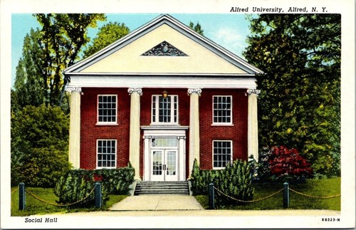 Alfred University Social Hall Alfred New York 1948 Linen postcard HQ5 ...
