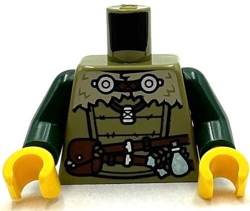 Lego New Minifig Olive Green Torso Viking Tunic Tan Collar Belt Silver ...