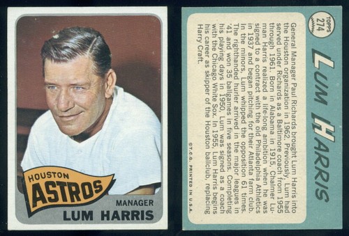 (65239) 1965 Topps 274 Lum Harris Astros-EM | eBay