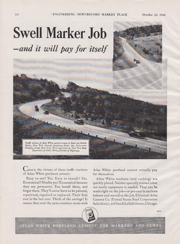 1938 Universal Atlas Cement Co Ad: Route 20 Highway Oneida County New ...