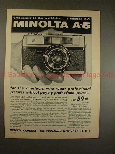 1960 Minolta A5 Camera Ad - Want Professional Pictures! | eBay