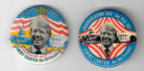 Nice Pair of 1 3/4" Celluloid Jimmy Carter Inaugural Buttons from 1977 ...