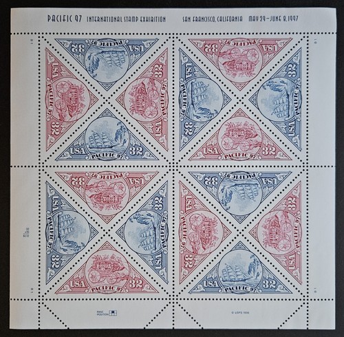 US Scott # 3130 - 3131 - Pacific 97 Stamp Expo Triangle Sheet of Stamps ...