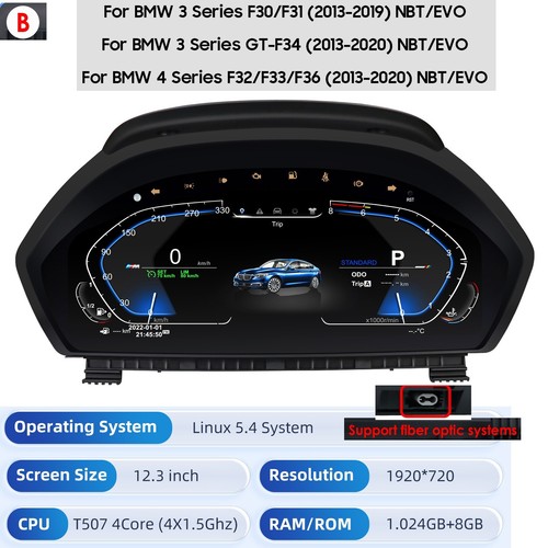 Digital instrument cluster for BMW 3 Series 4 F30 F31 F32 F33 F34 F36 ...
